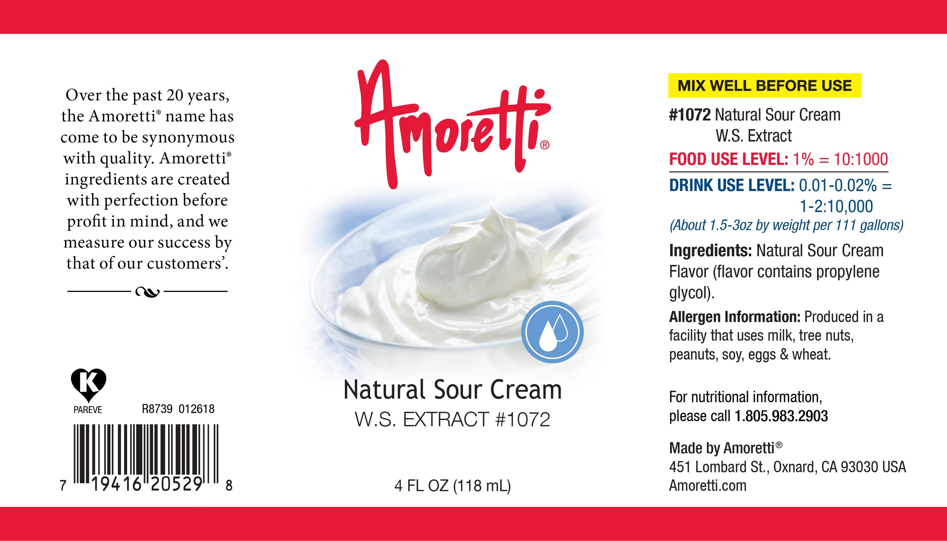 Sour Cream Extract Water Soluble — Amoretti