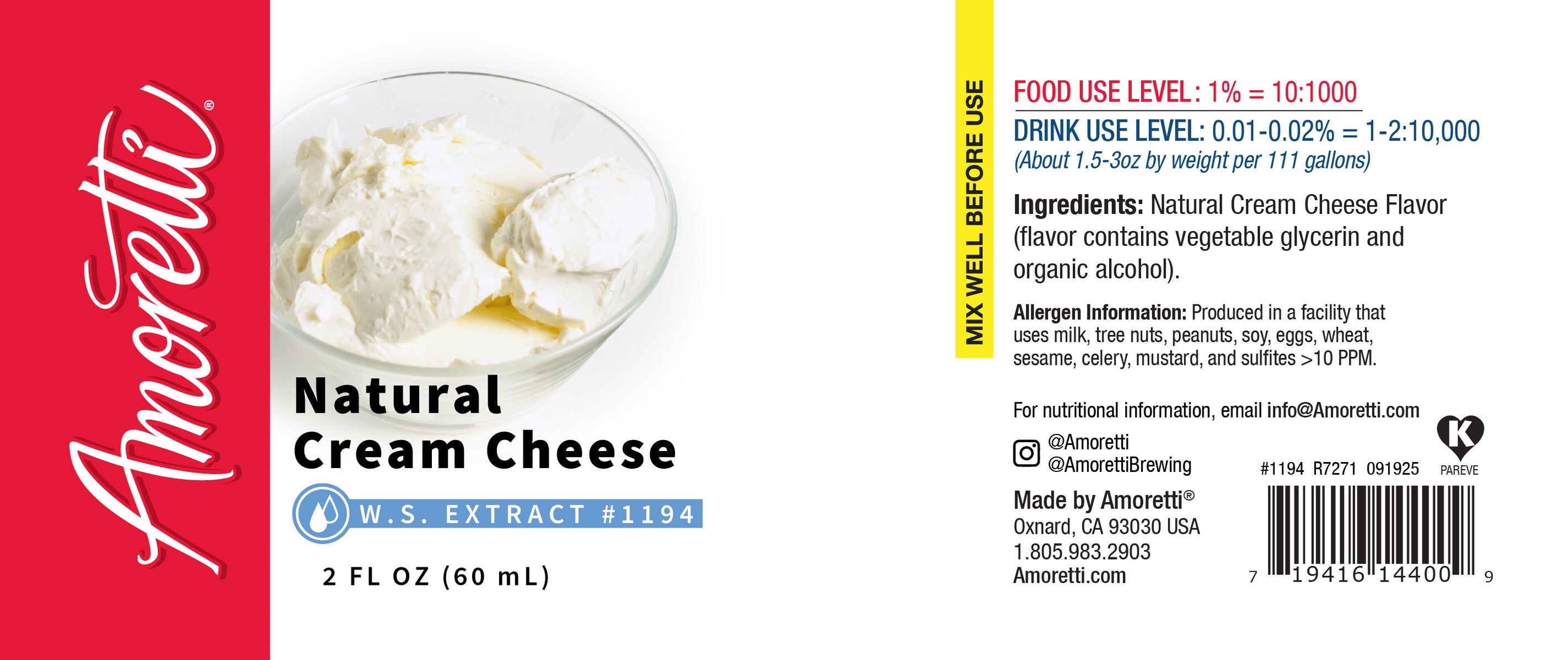 Natural Cream Cheese Extract Water Soluble — Amoretti