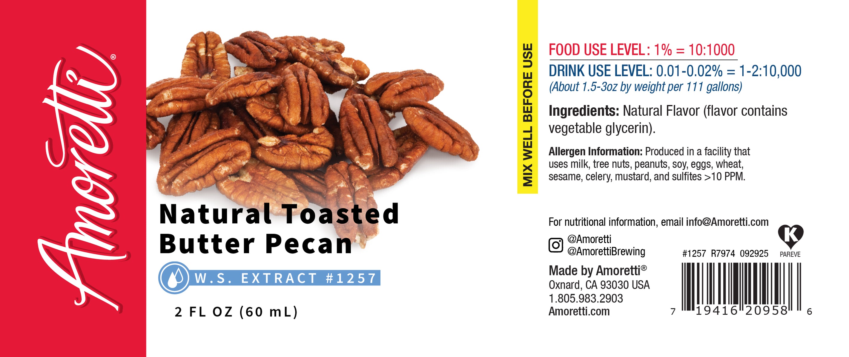 Toasted Butter Pecan Extract Water Soluble — Amoretti