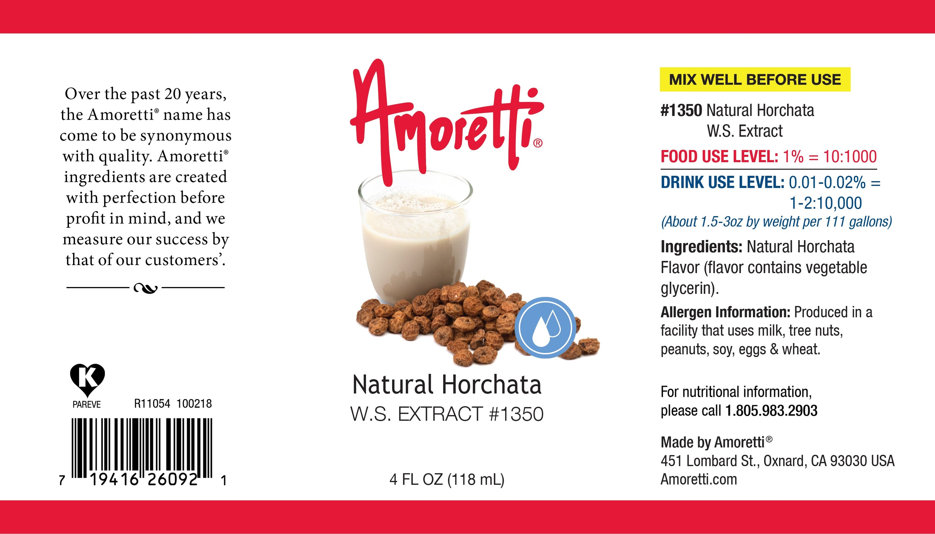 Natural Horchata Extract Water Soluble — Amoretti