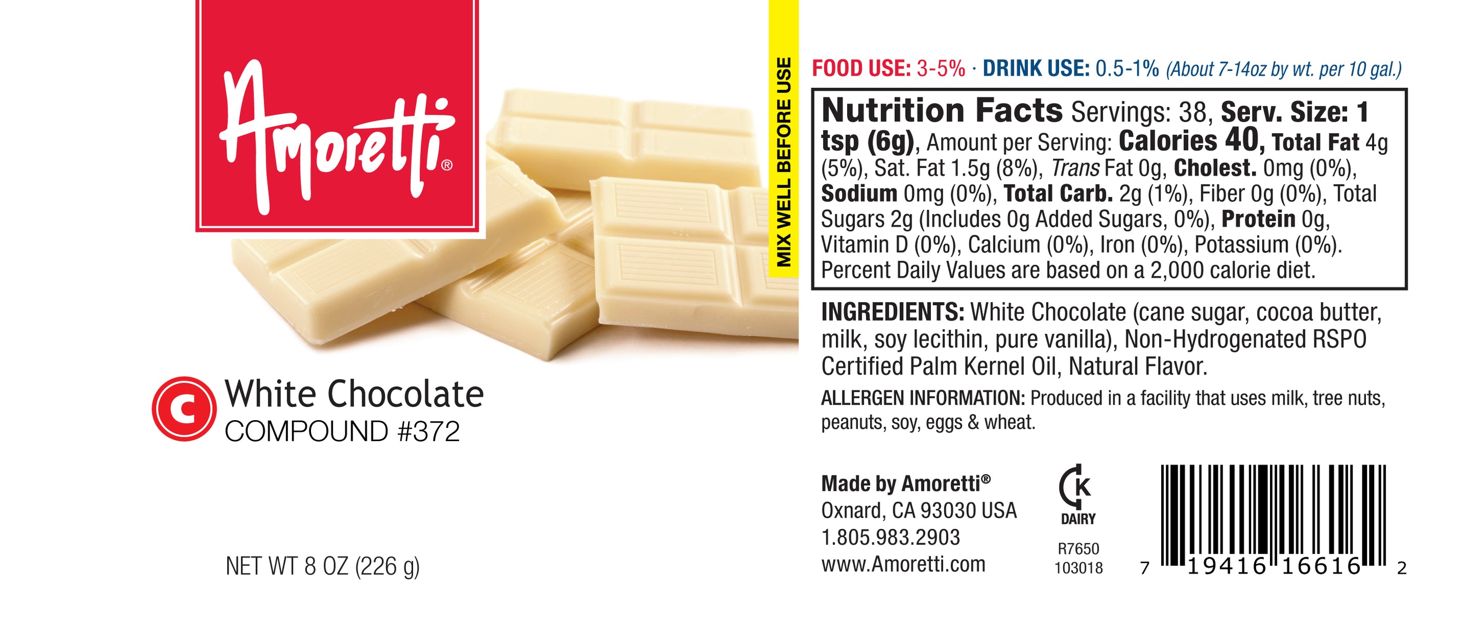 White Chocolate Compound — Amoretti