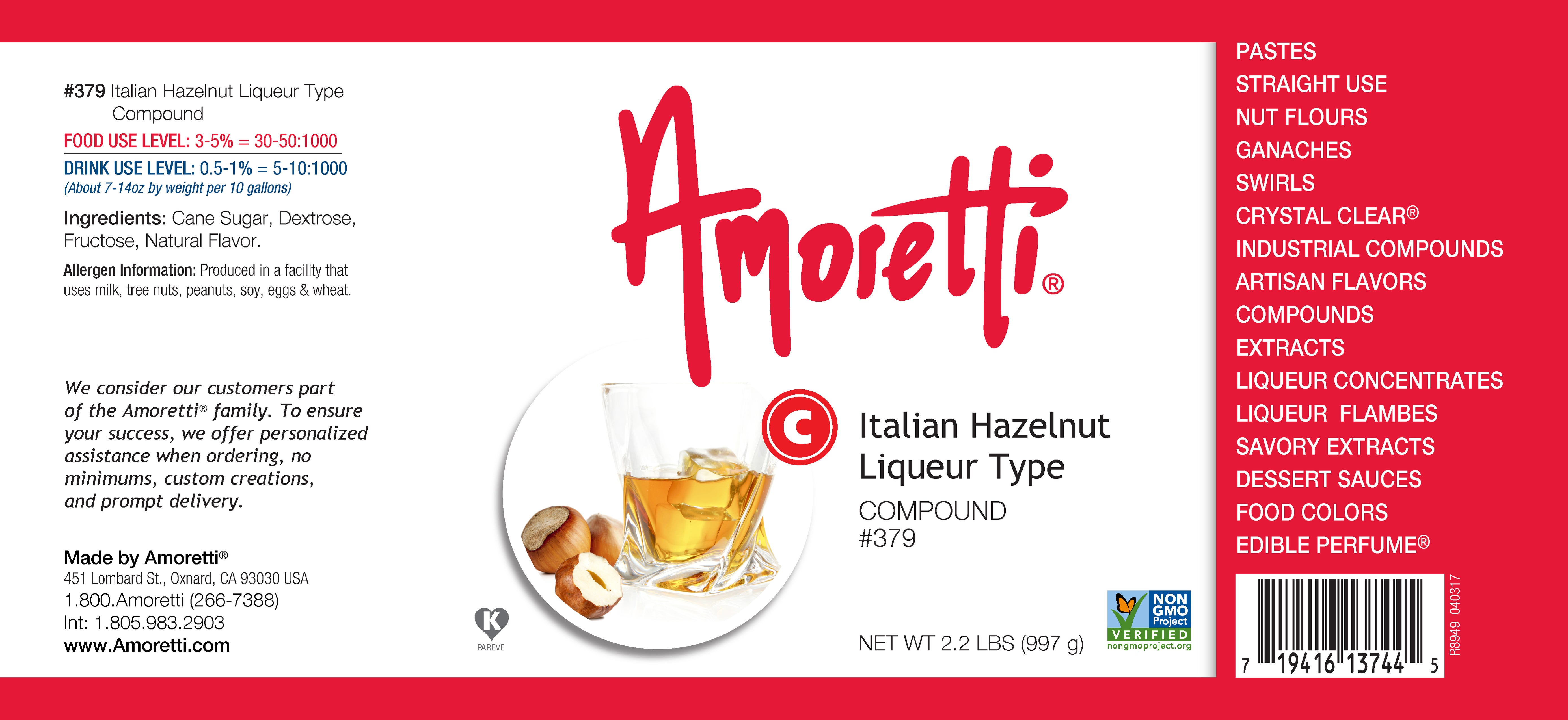 Italian Hazelnut Liqueur Compound — Amoretti