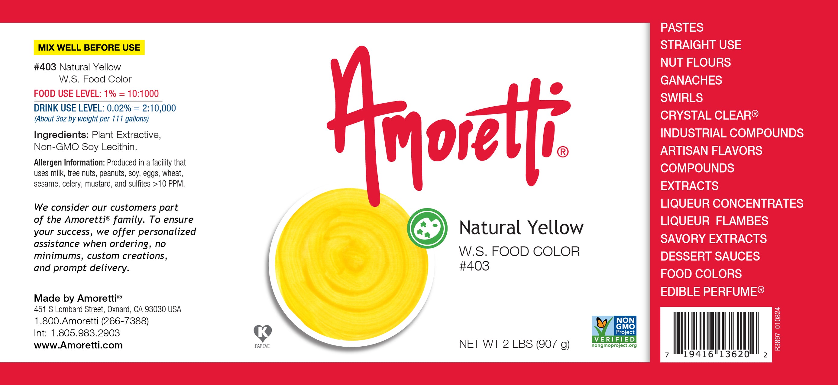Natural Yellow Food Color Water Soluble — Amoretti