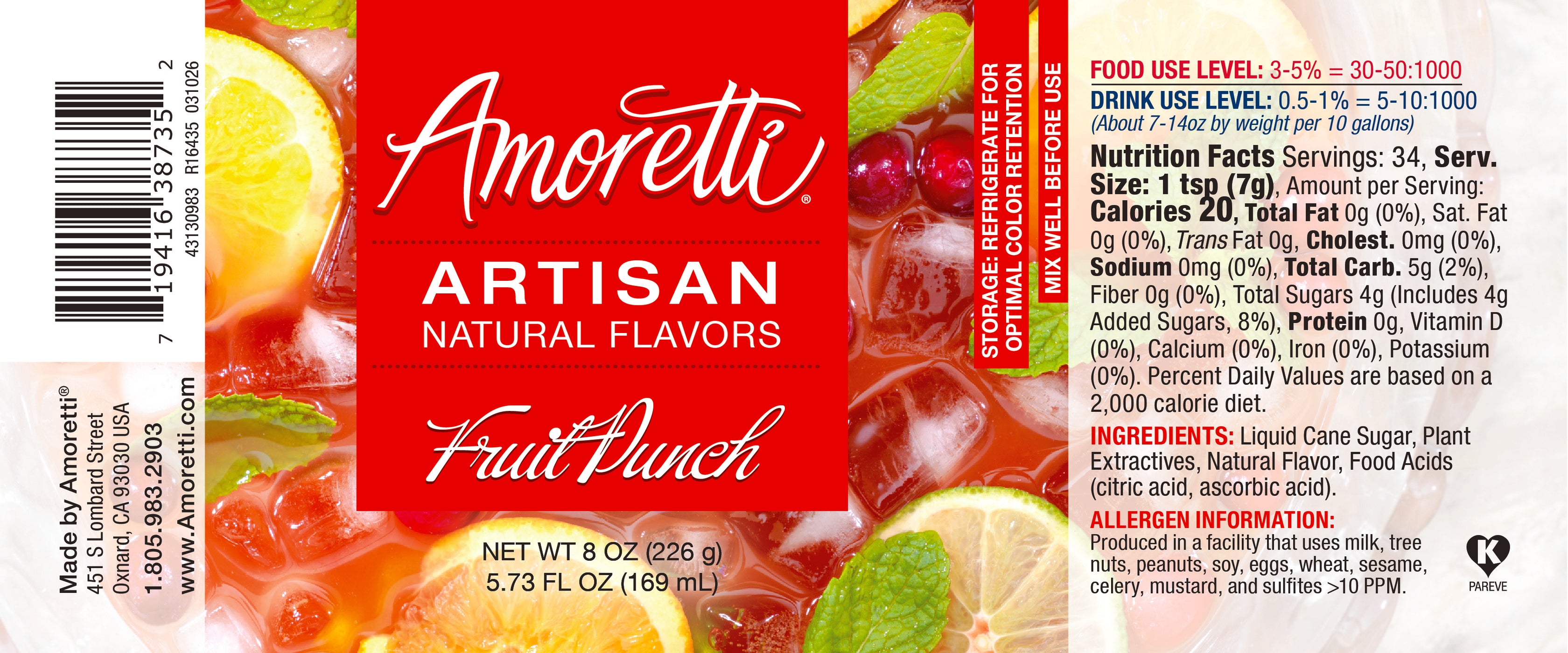 Natural Fruit Punch Artisan Flavor — Amoretti