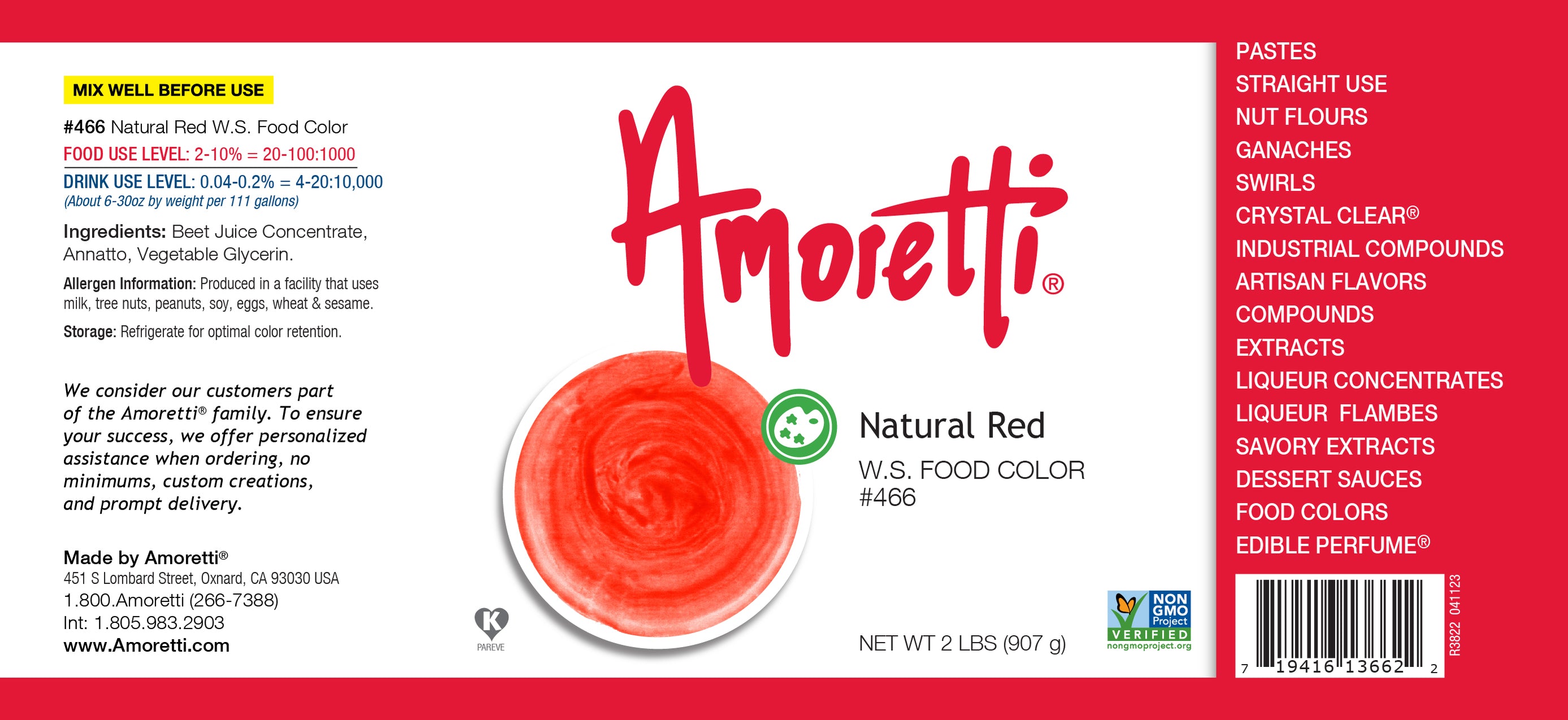 Natural Red Food Color Water Soluble — Amoretti