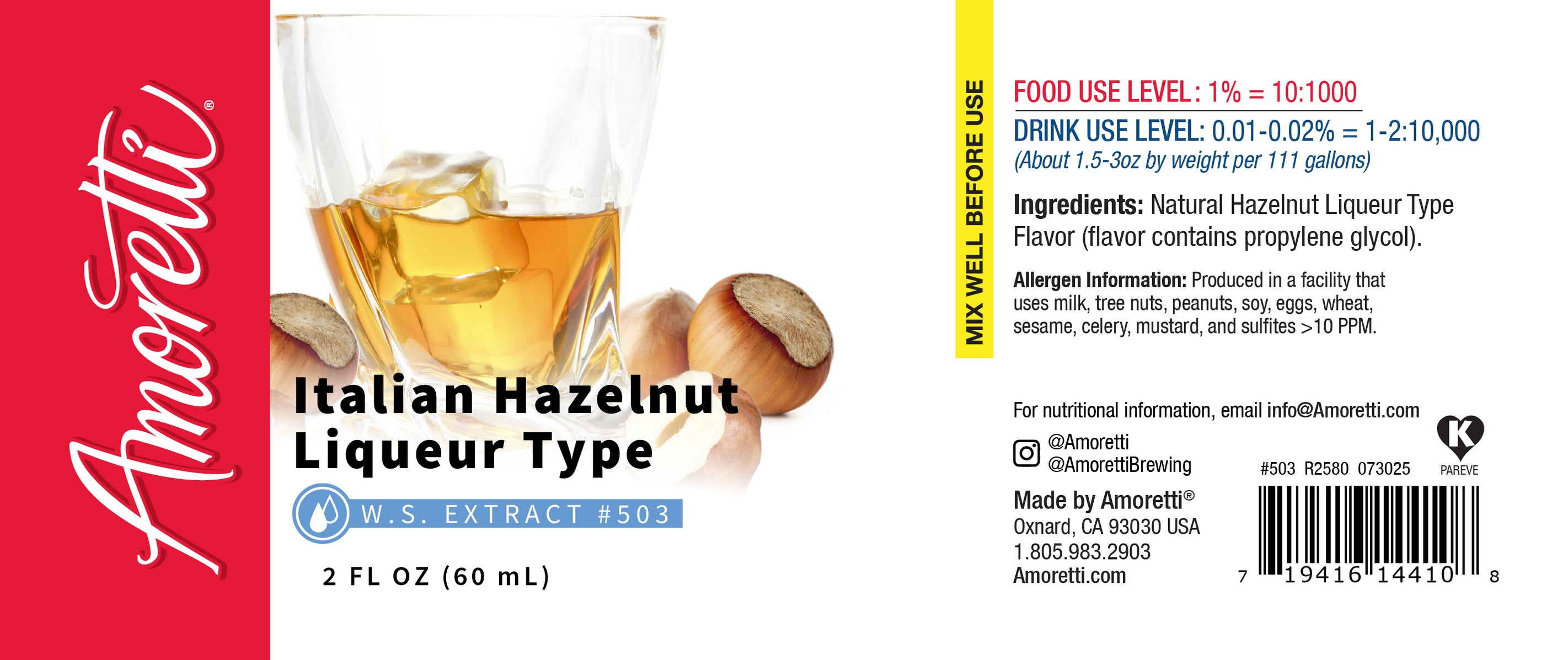 Italian Hazelnut Liqueur Type Extract Water Soluble — Amoretti