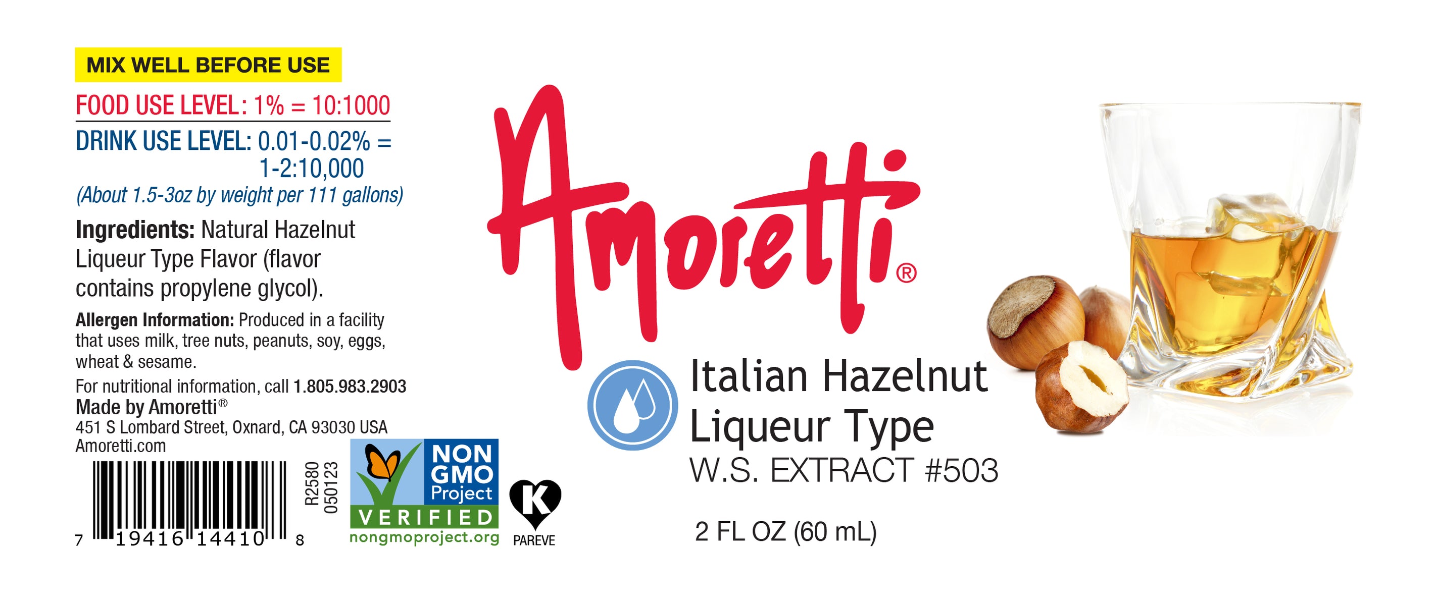 Italian Hazelnut Liqueur Type Extract Water Soluble — Amoretti