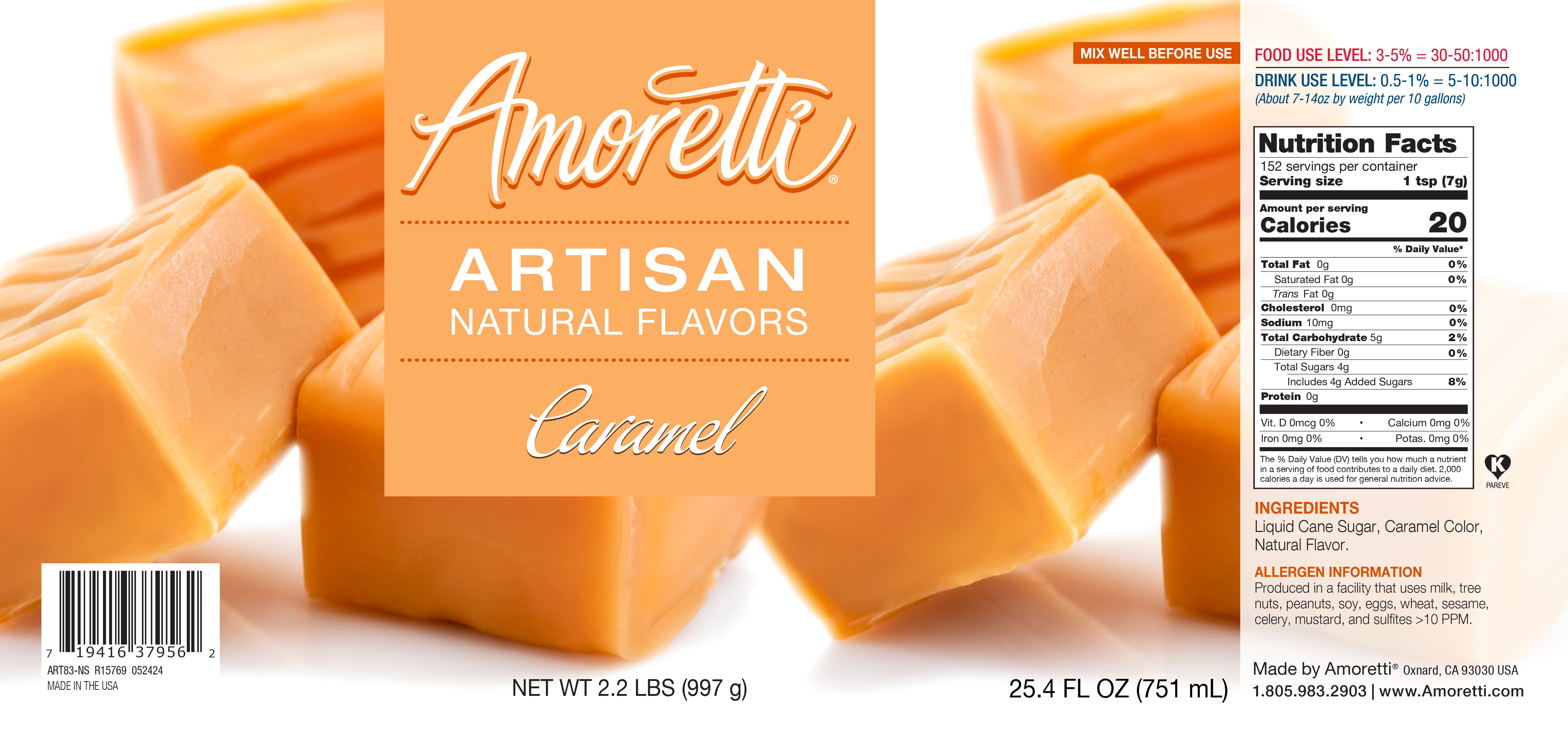 Natural Caramel Artisan Flavor — Amoretti