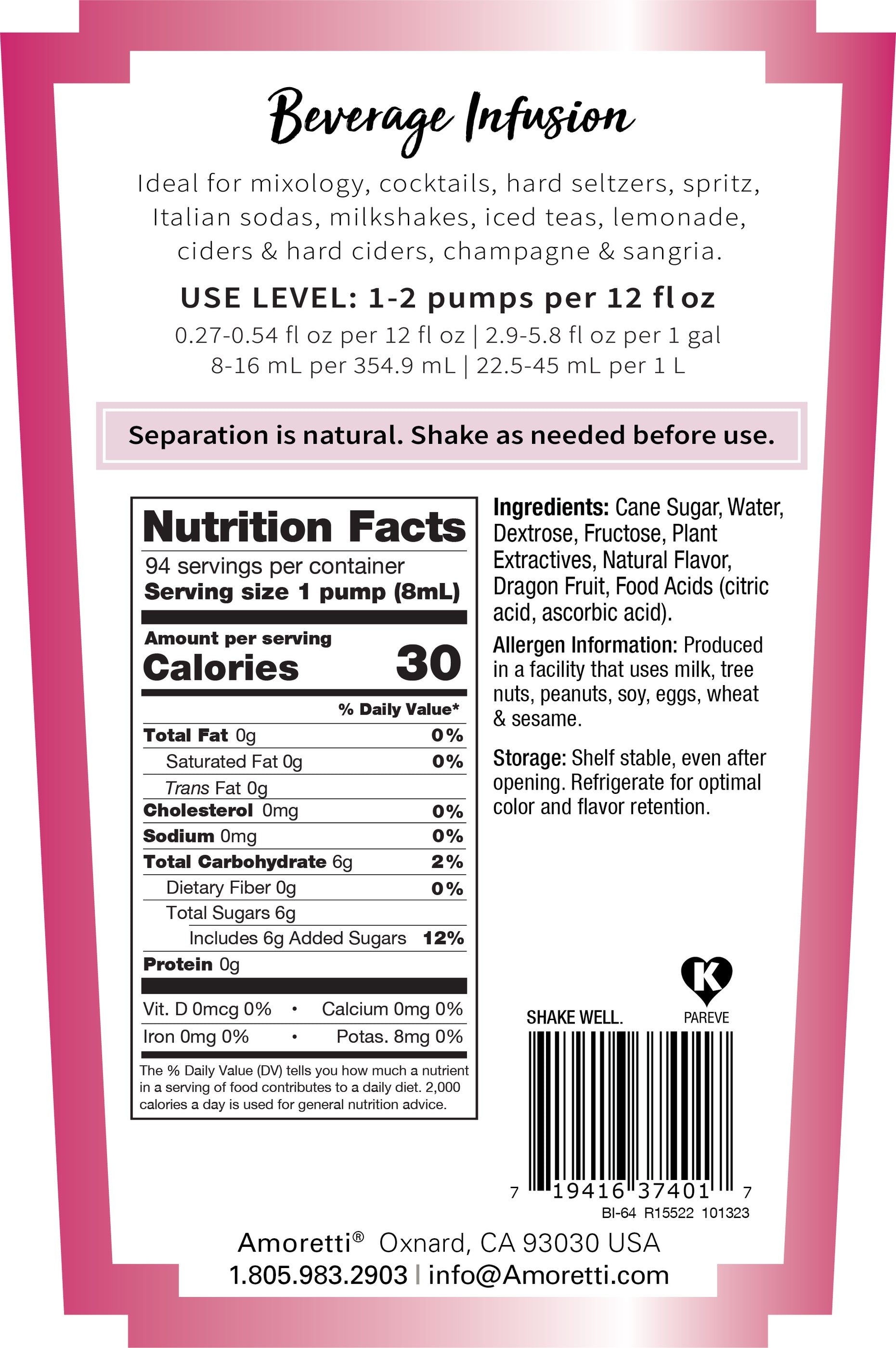 Dragon Fruit Beverage Infusion — Amoretti