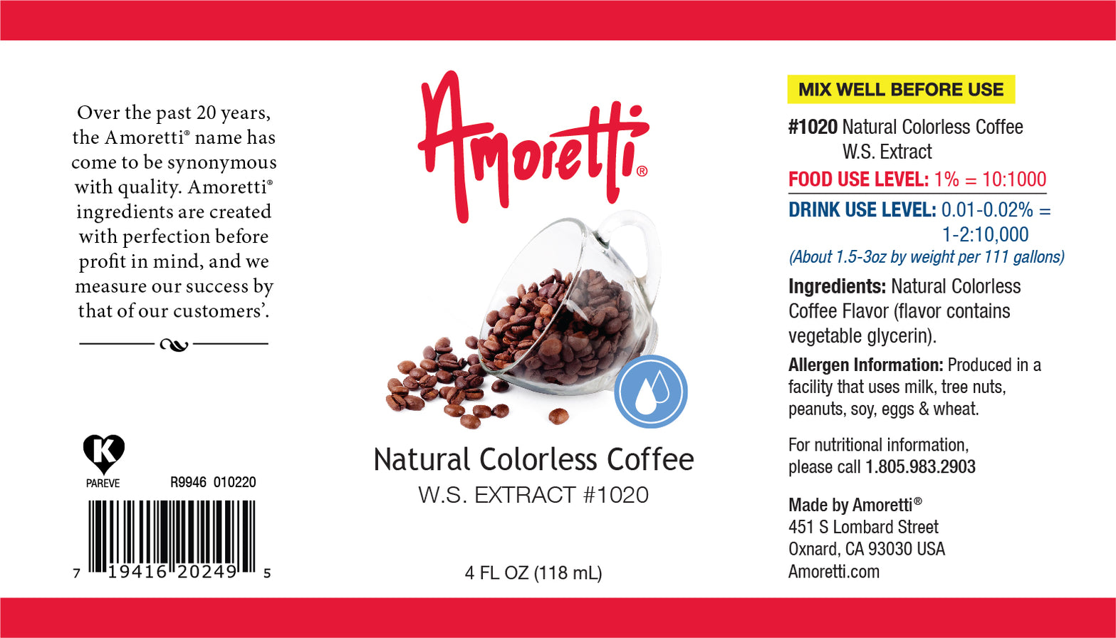 Natural Colorless Coffee Extract Water Soluble — Amoretti