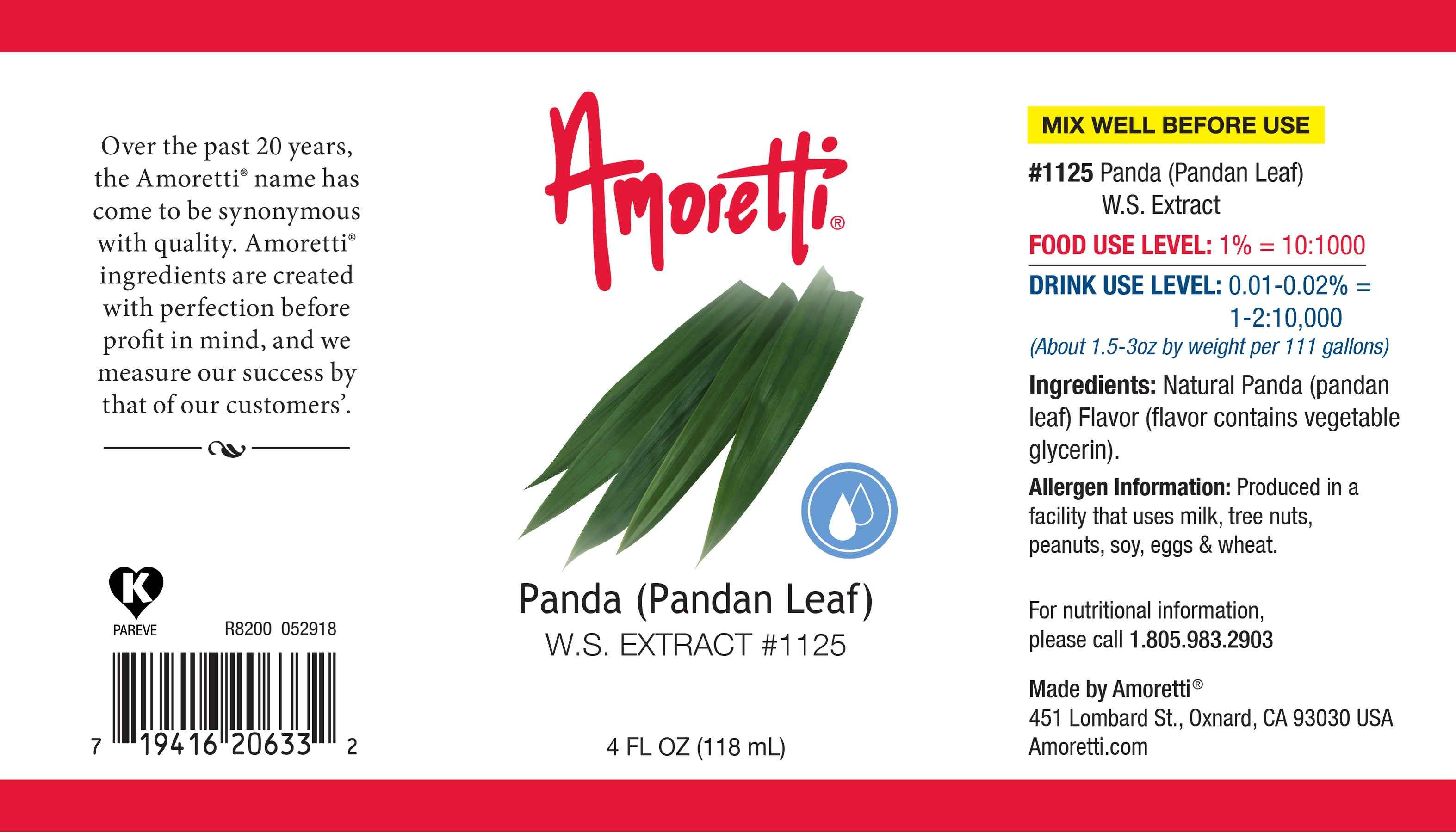 Panda (Pandan Leaf) Extract Water Soluble — Amoretti