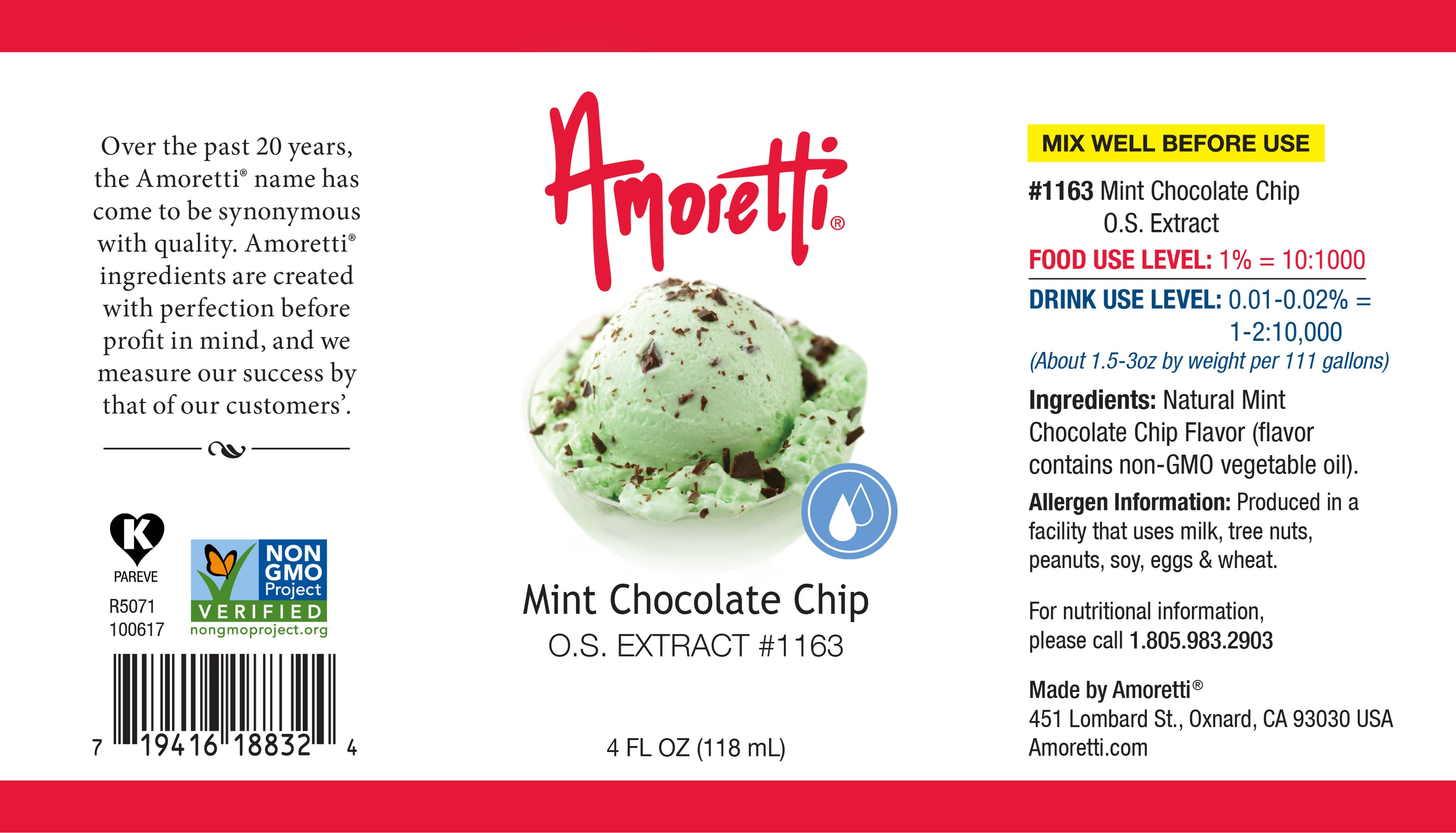 Natural Mint Chocolate Chip Extract Oil Soluble — Amoretti