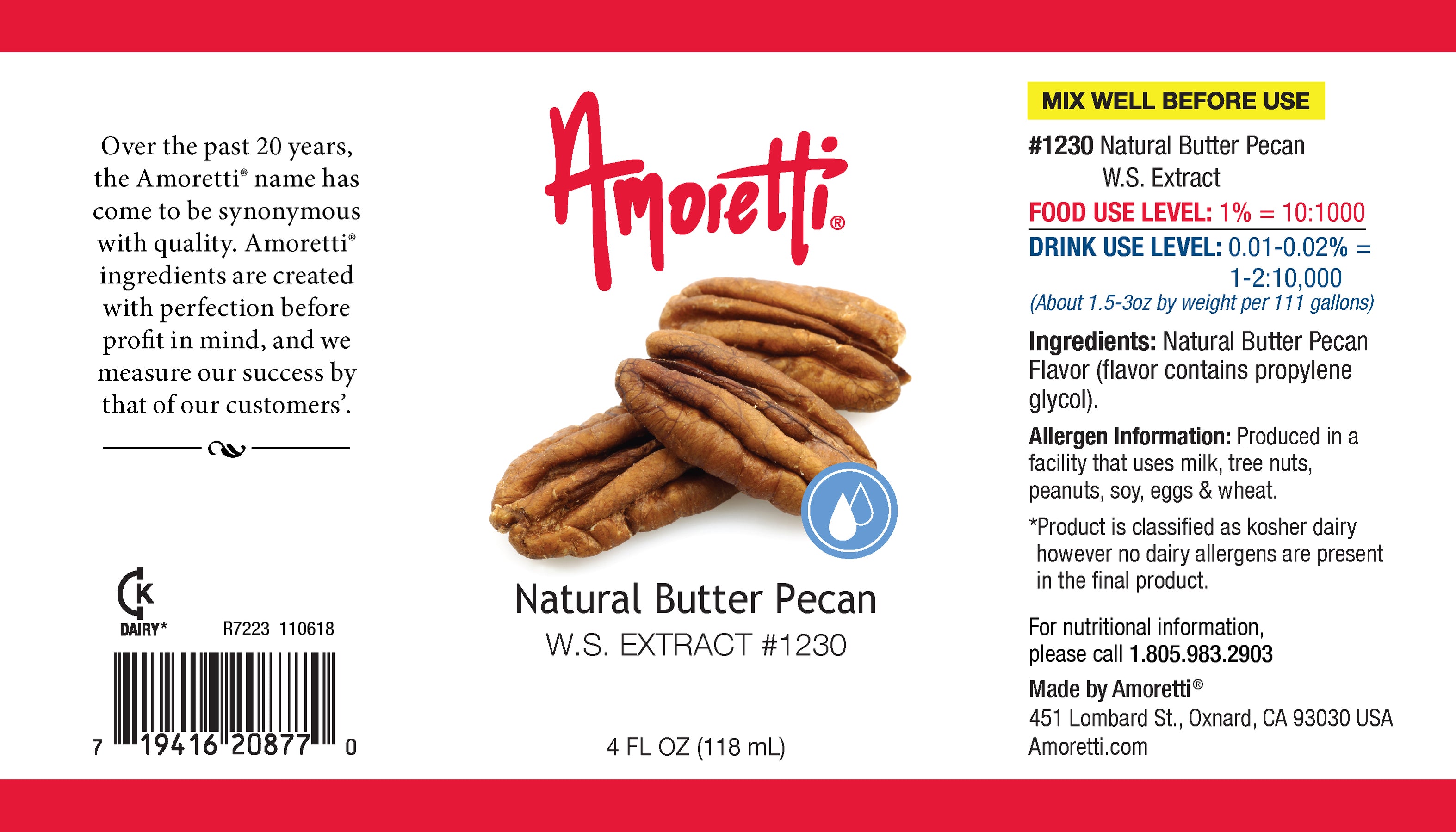 Natural Butter Pecan Extract Water Soluble — Amoretti