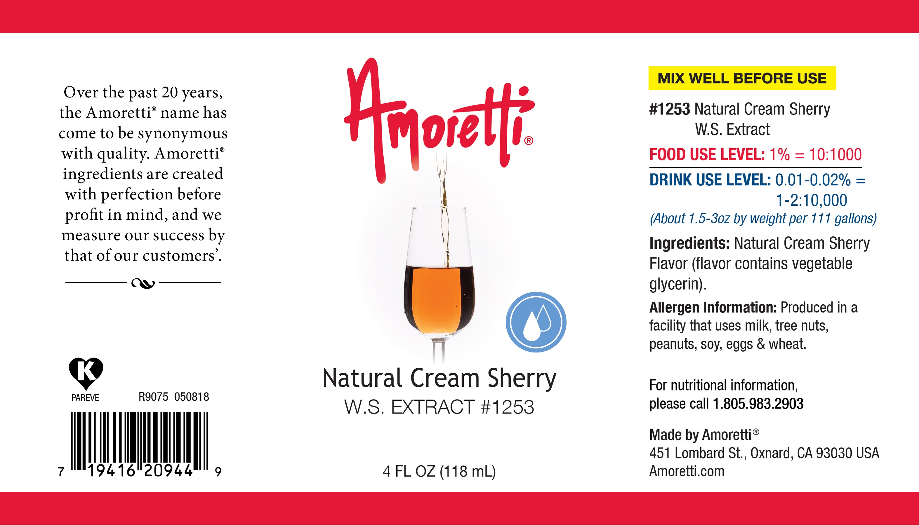 Natural Cream Sherry Extract Water Soluble — Amoretti