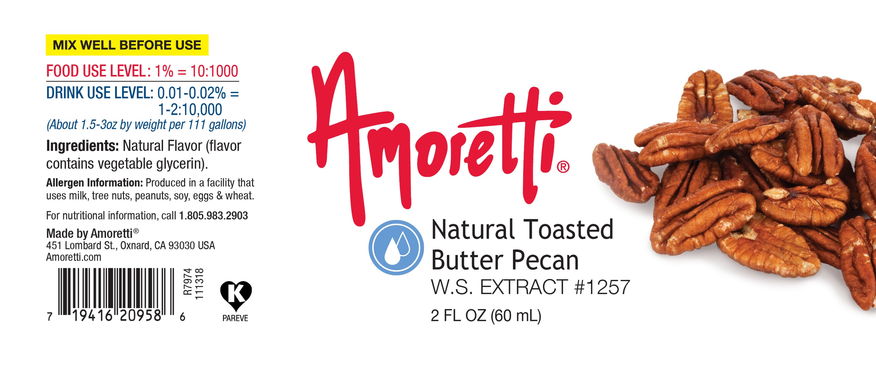 Toasted Butter Pecan Extract Water Soluble — Amoretti