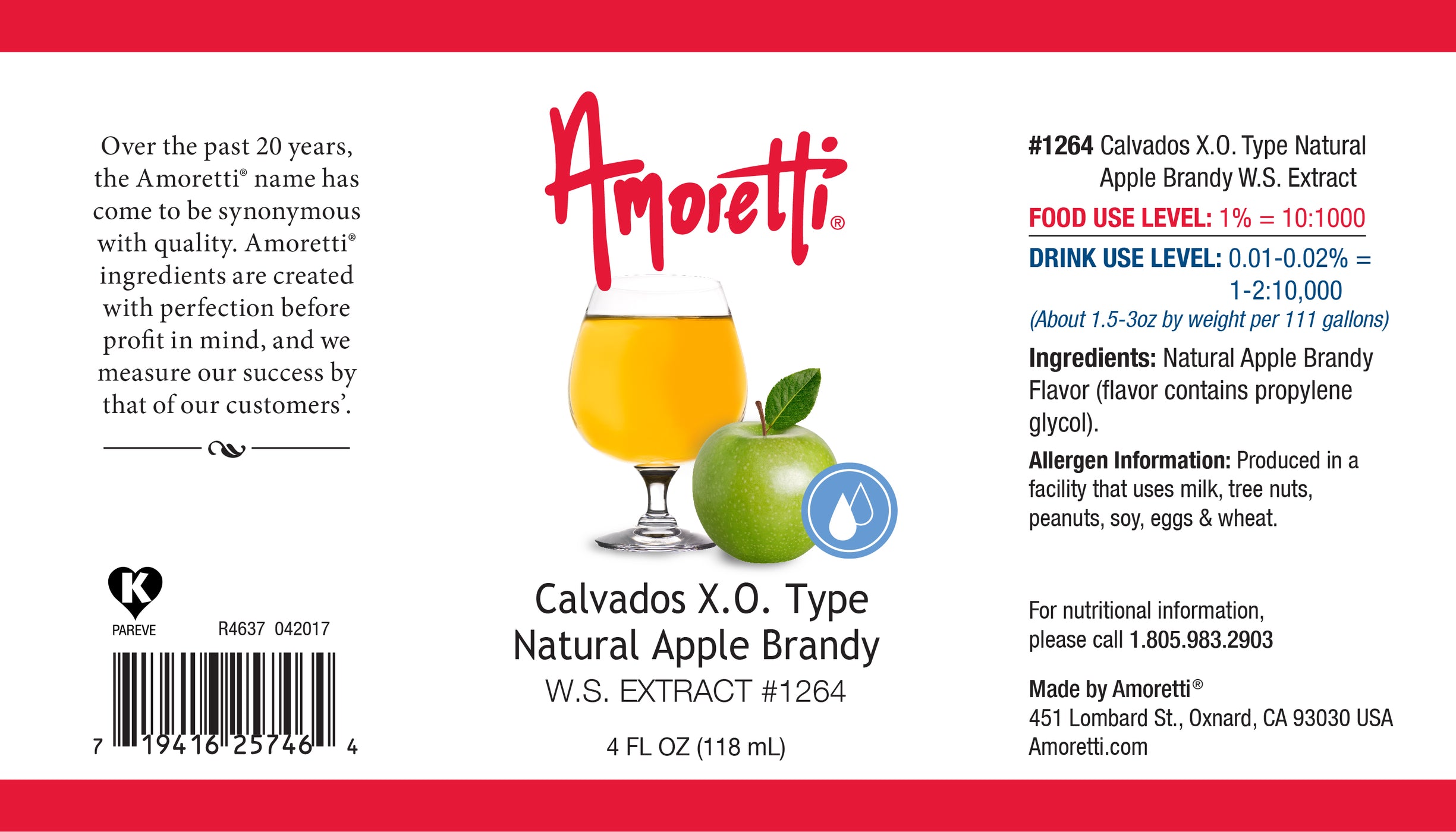 Calvados X.O. Type Natural Apple Brandy Extract Water Soluble — Amoretti