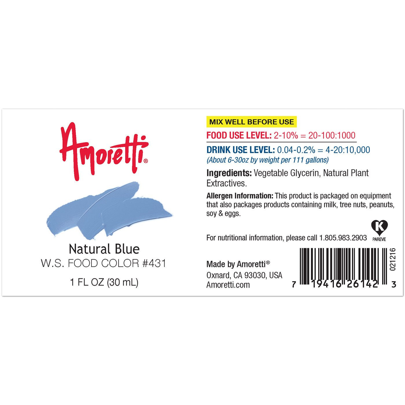 Natural Blue Food Color Water Soluble — Amoretti