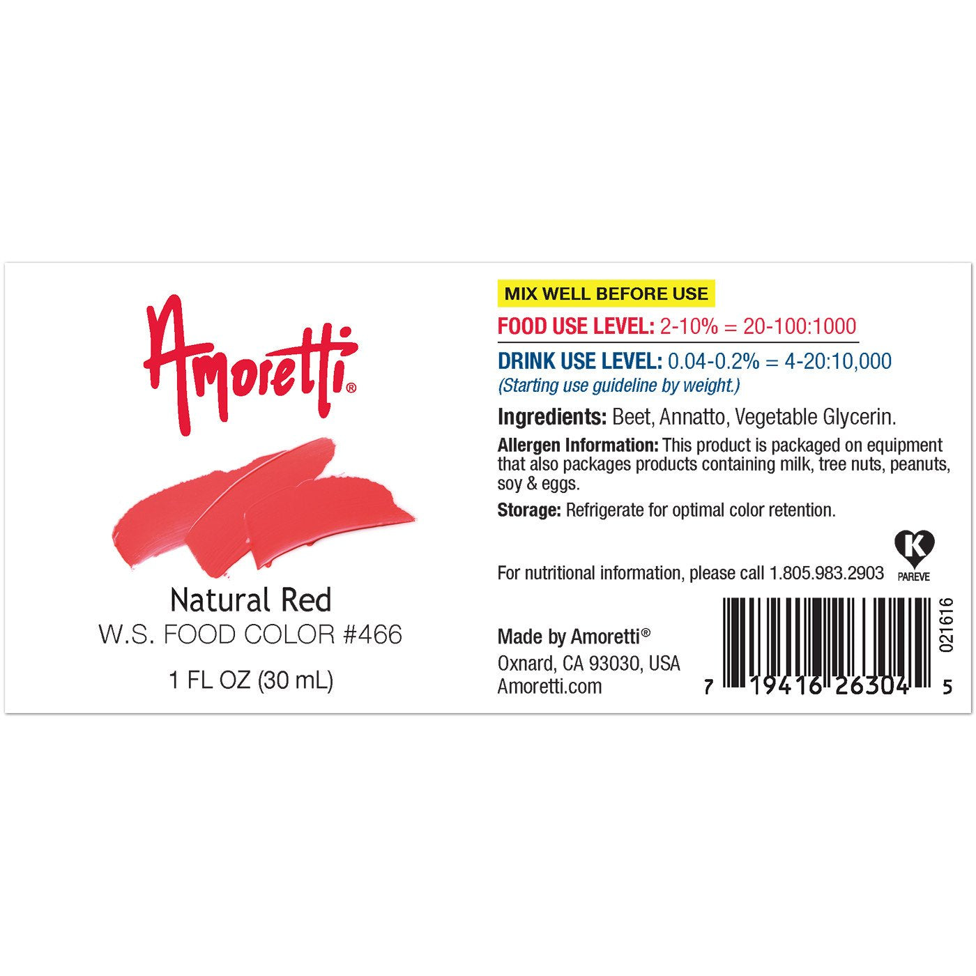 Natural Red Food Color Water Soluble — Amoretti