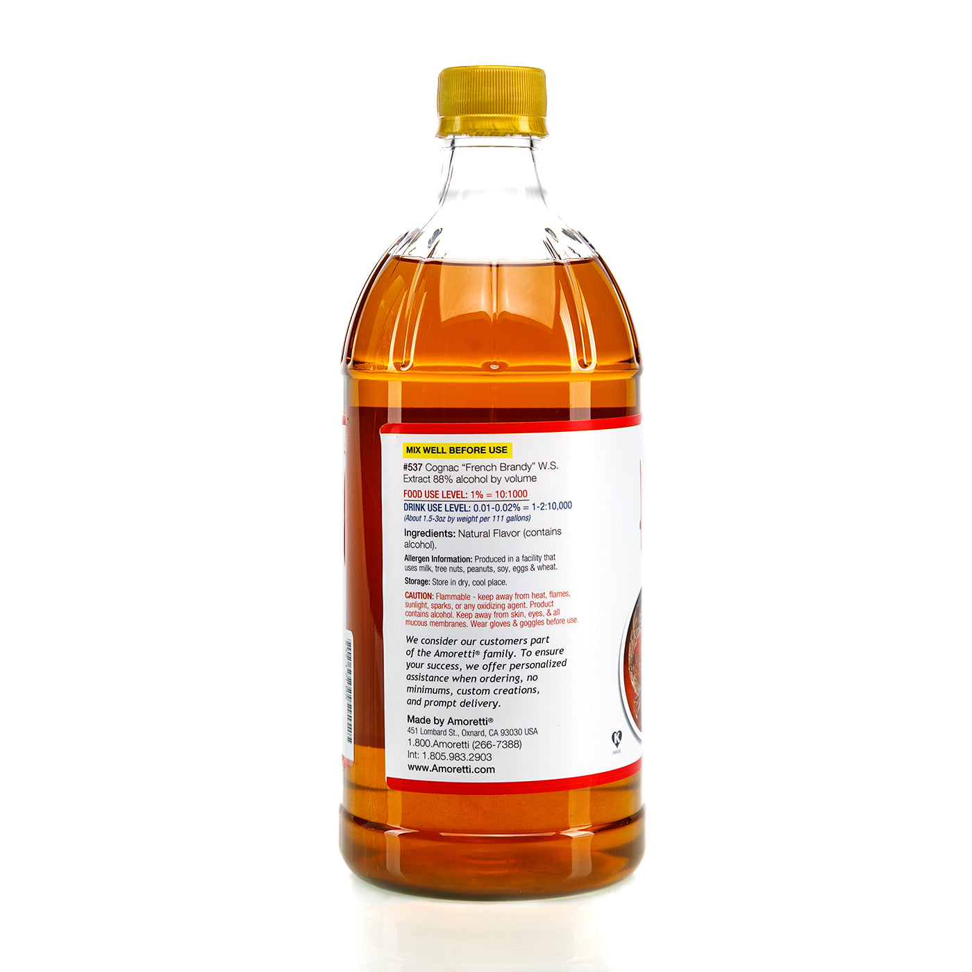 Cognac "French Brandy" Extract 88% alc. Water Soluble — Amoretti