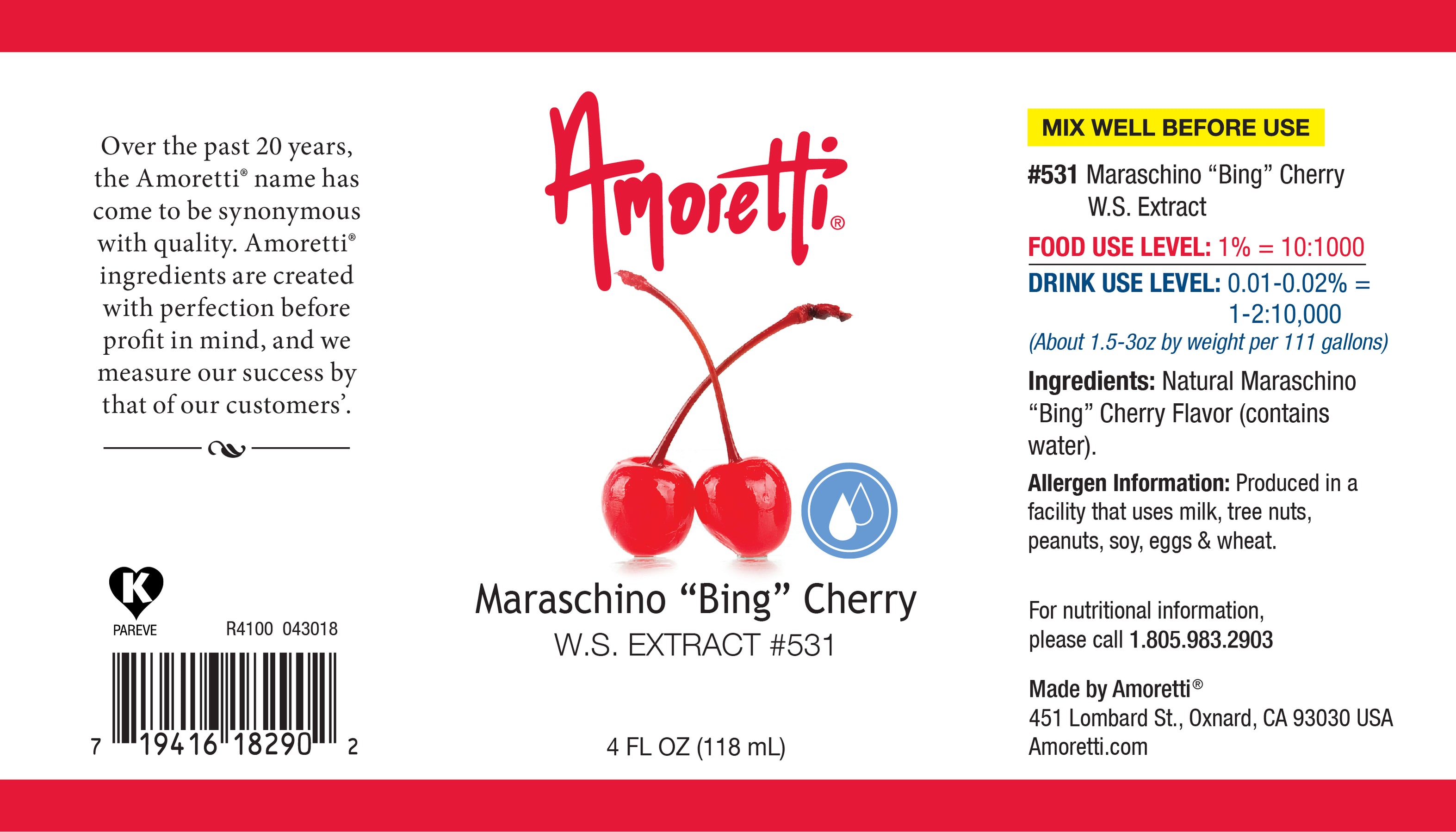 Maraschino "Bing" Cherry Extract Water Soluble — Amoretti