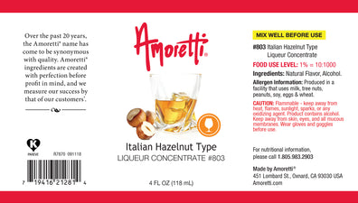 Italian Hazelnut Type Liqueur Concentrate — Amoretti