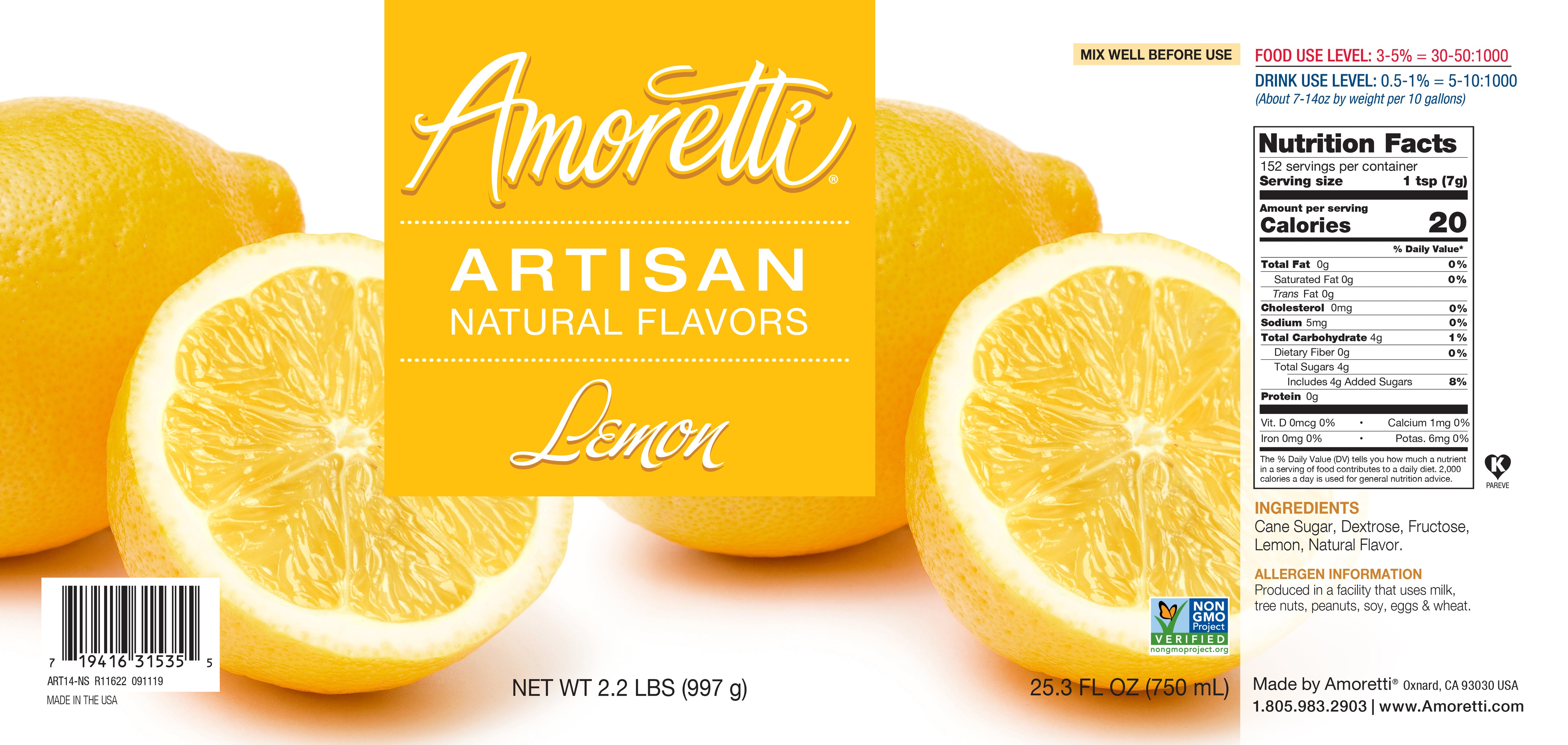 Natural Lemon Artisan Flavor — Amoretti