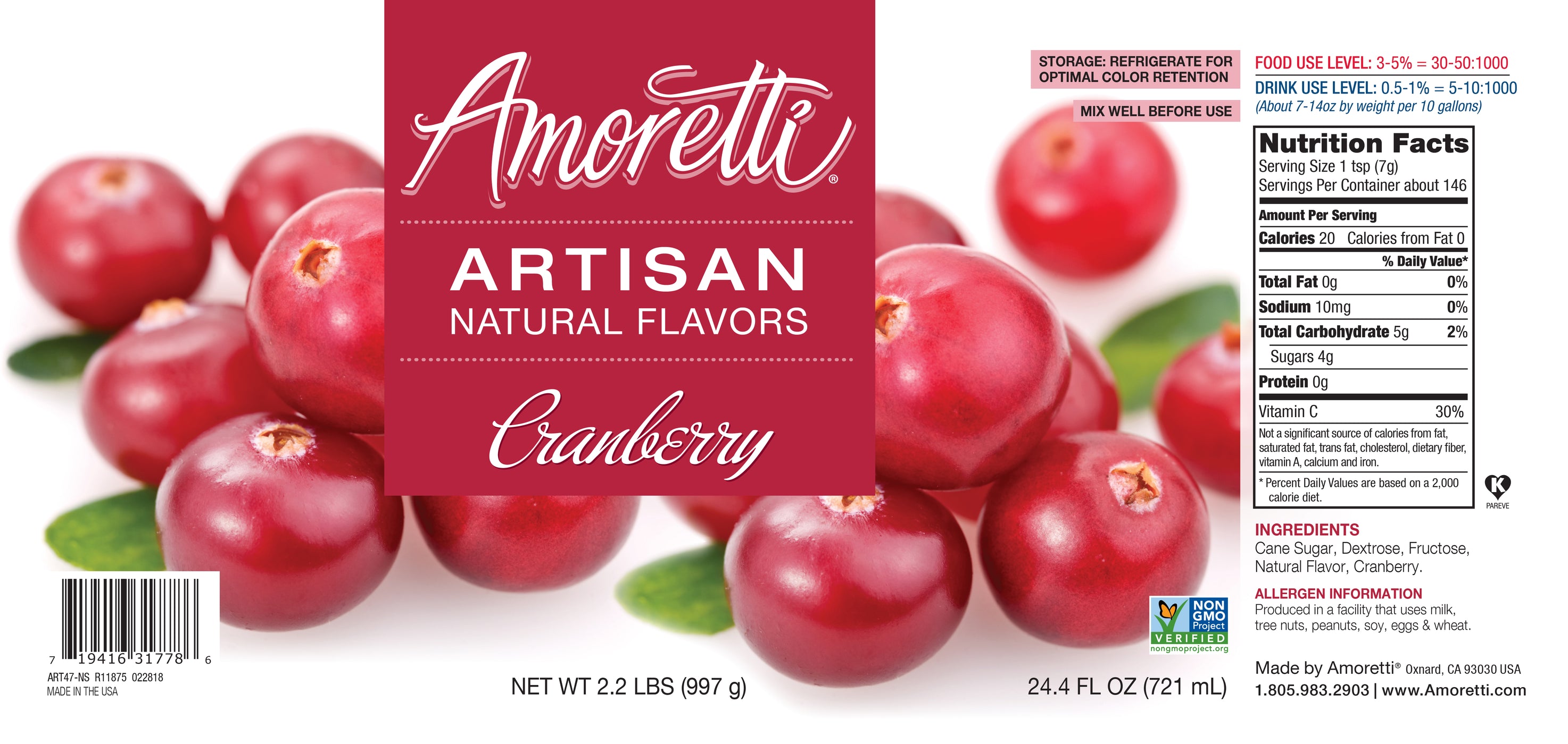 Natural Cranberry Artisan Flavor — Amoretti